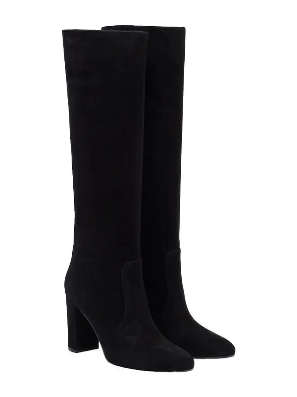 GIANVITO ROSSI Glen 85 Suede Knee-high Boots - Black