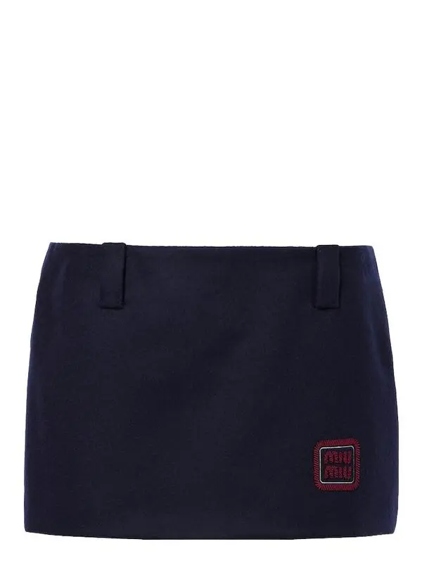 Miu Miu Velour Wool And Cashmere Miniskirt - Blue