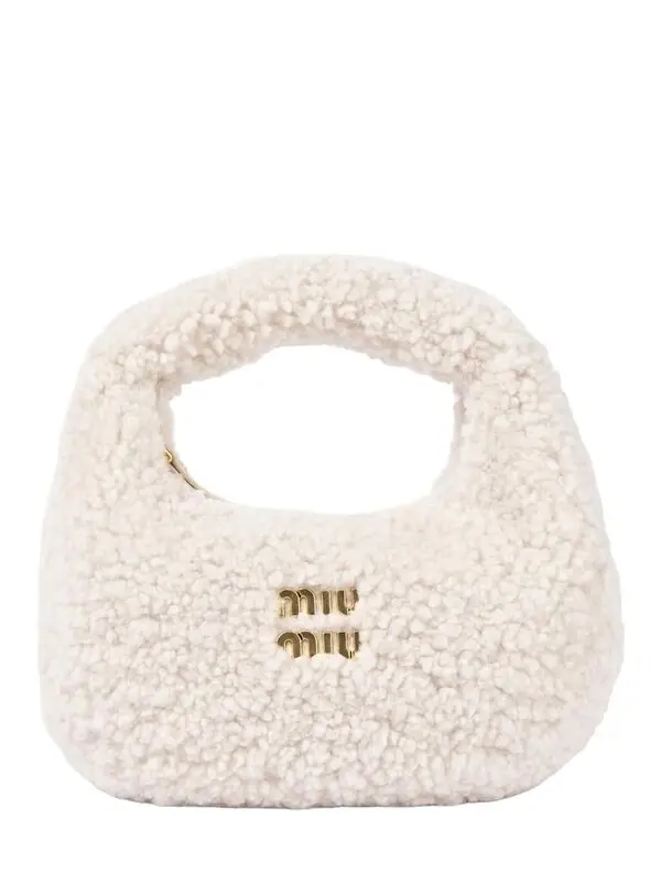 Miu Miu Wander Mini Shearling Shoulder Bag - White