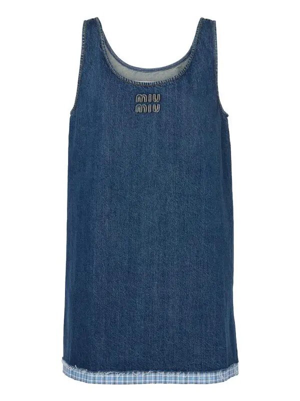 Miu Miu Logo Denim Minidress - Blue