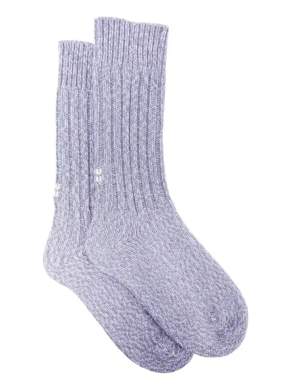 Miu Miu Logo Cashmere And Wool Socks - Purple
