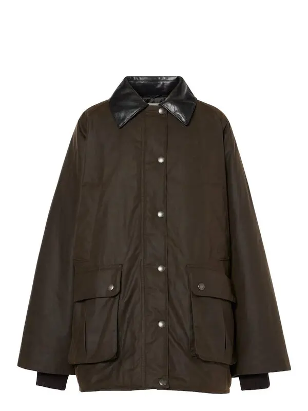 Miu Miu Waxed Oversized Cotton Canvas Jacket - Brown