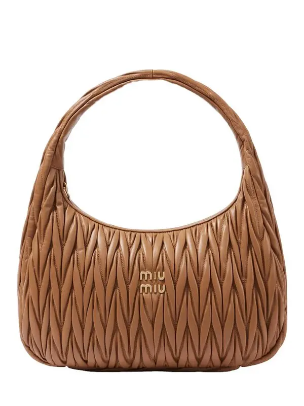 Miu Miu Wander Medium Matelassé Leather Shoulder Bag - Brown