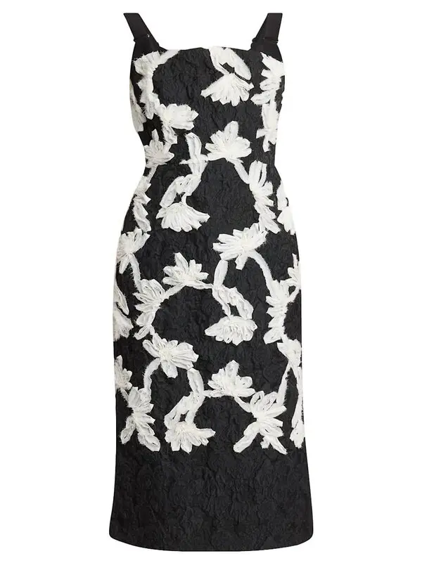 Erdem Sleeveless Cloque Midi Cocktail Dress - Black