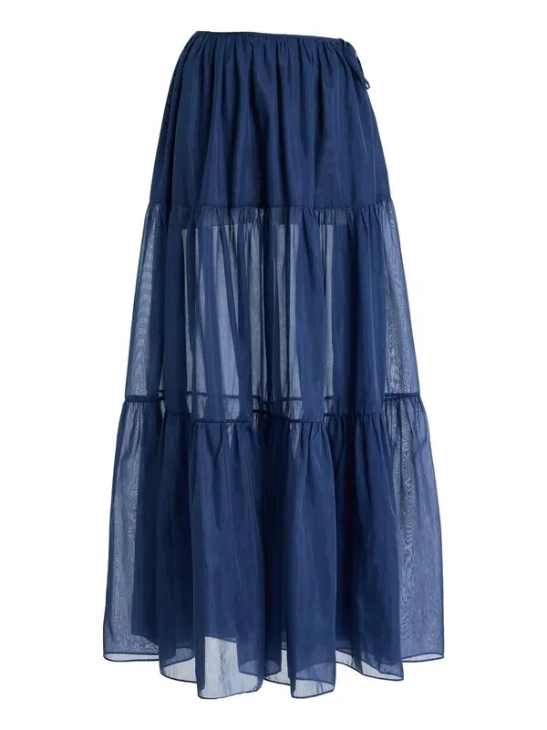 MORE NOIR June Cotton-silk Voile Skirt - Blue