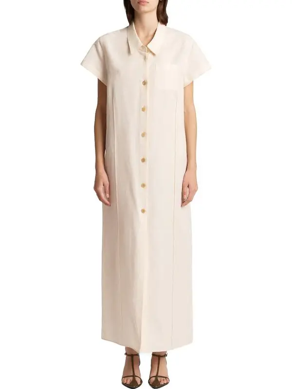 Khaite Effy Organza Shirtdress - Natural