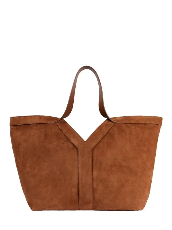 Saint Laurent Y Suede Tote Bag - Brown