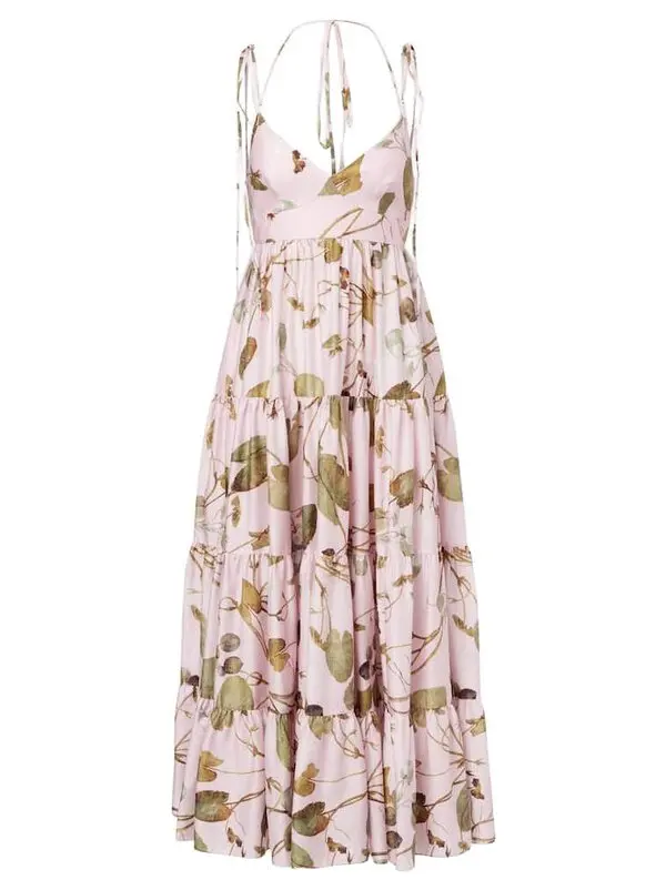 Erdem Printed Cotton Midi Dress - Pink