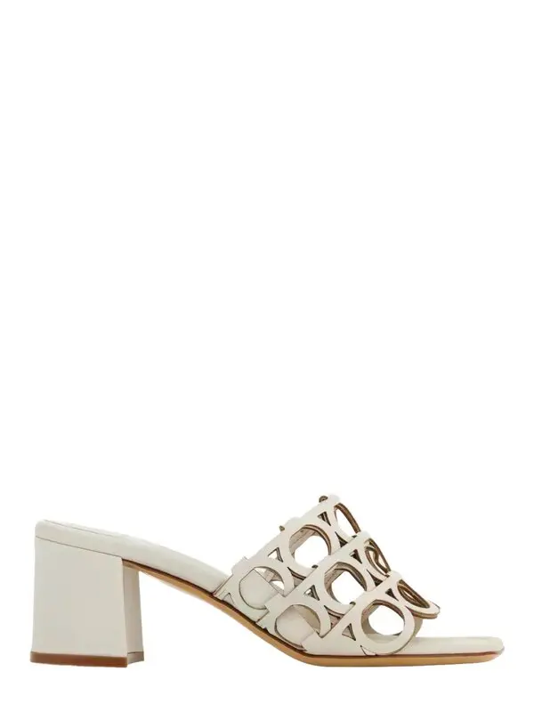 FERRAGAMO Gancini Cut-out Block-heel Sandals - Neutrals