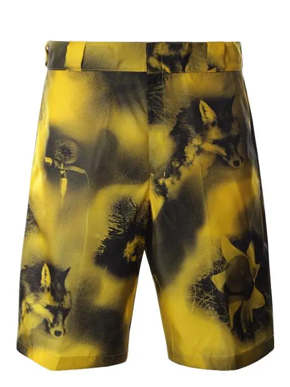 Prada Printed Recycled Nylon Gabardine Shorts - Yellow