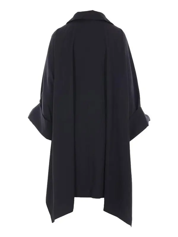 Yohji Yamamoto Oversized Wool Gabardine Coat - Black