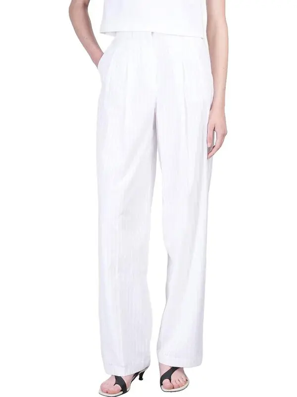 Theory Striped Textured Pants - White
