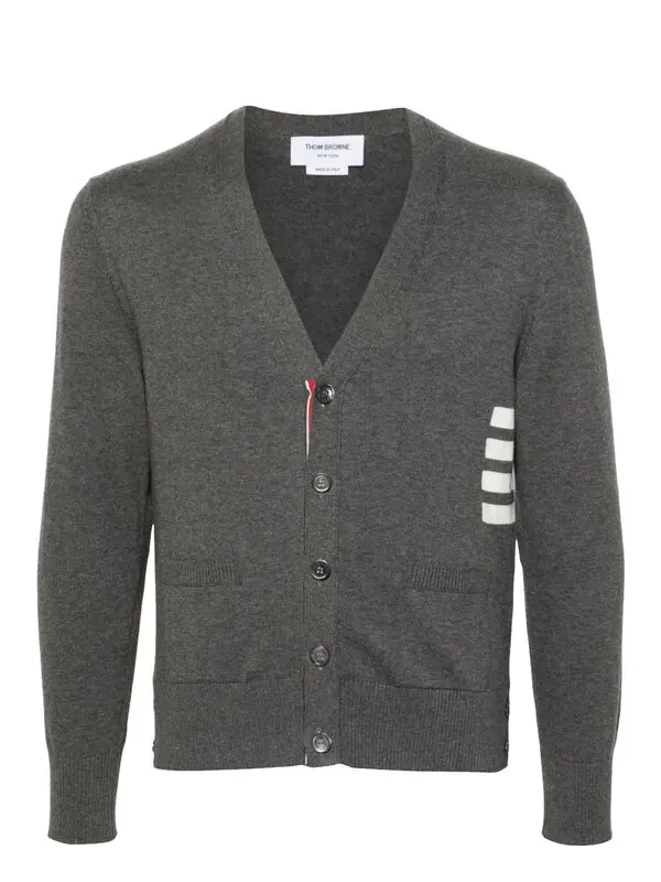 Thom Browne 4-bar Cotton Cardigan - Grey