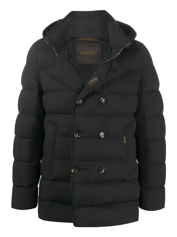 MOORER Padded Double-breasted Coat - Blue