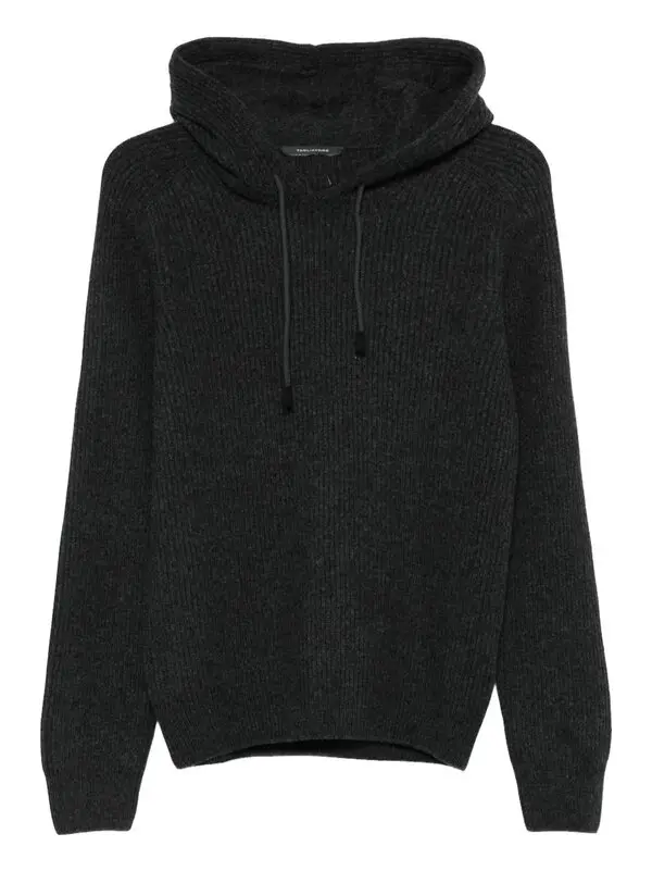Tagliatore Ribbed Knit Hoodie - Grey