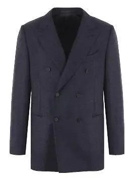 Caruso Double-breasted Coat - Blue