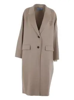 Prada Cashmere Single-breasted Coat - Beige