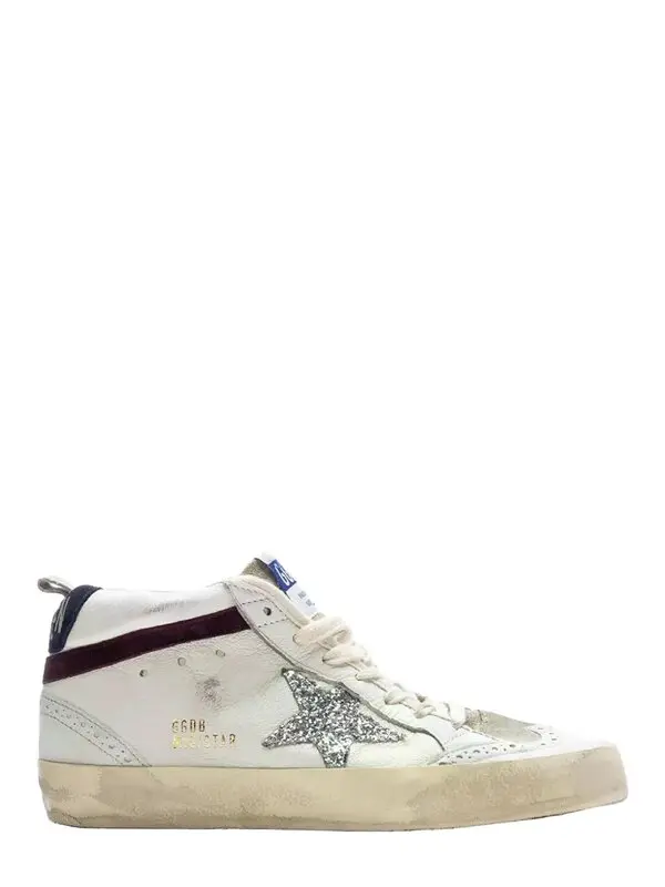 Golden Goose Mid Star Glitter Sneakers - White
