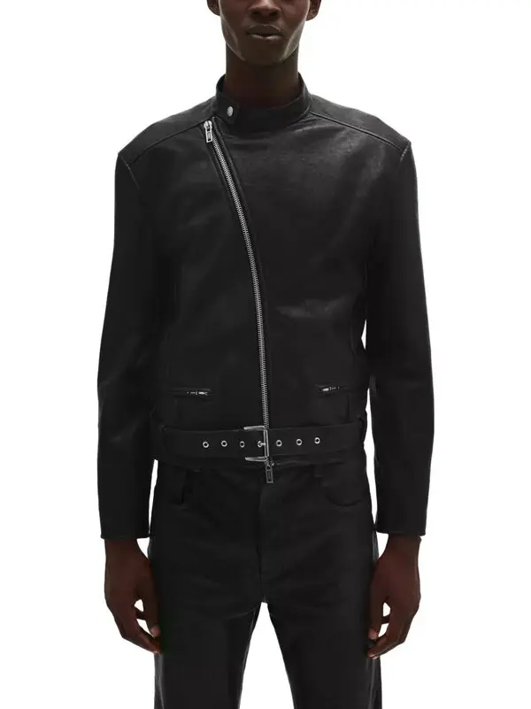 ANN DEMEULEMEESTER Leather Biker Jacket - Black