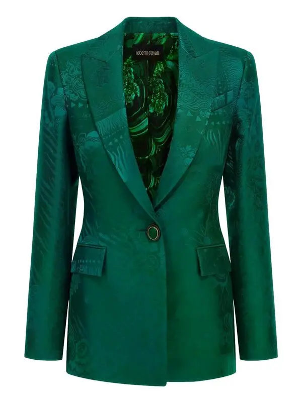 Roberto Cavalli Patterned Jacquard Blazer - Green