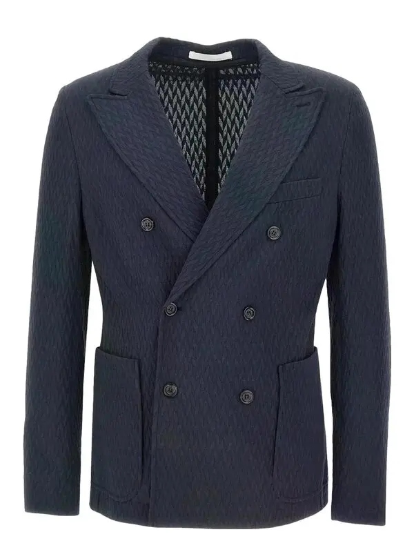 PAOLO PECORA Patterned-jacquard Blazer - Blue