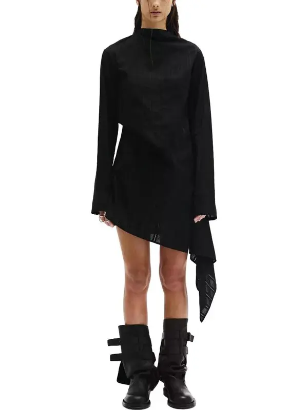 ANN DEMEULEMEESTER Halvi Draped Shirt Dress - Black