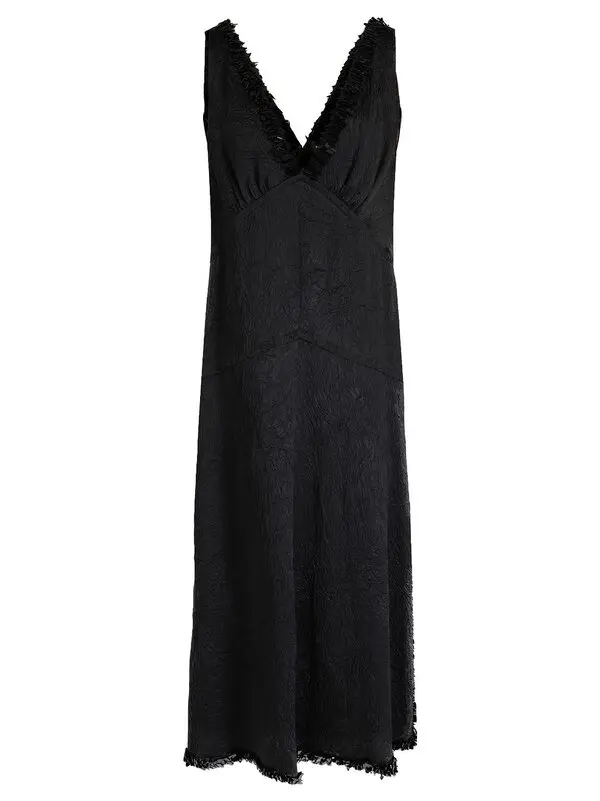 Proenza Schouler Mira Bead-embellished Crinkled-satin Midi Dress - Black