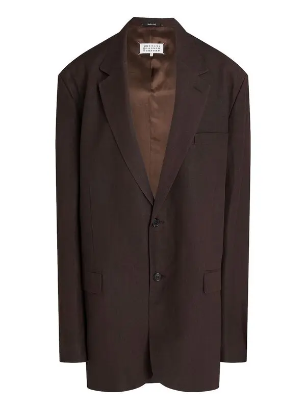 MAISON MARGIELA Oversized Wool And Linen-blend Blazer - Chocolate