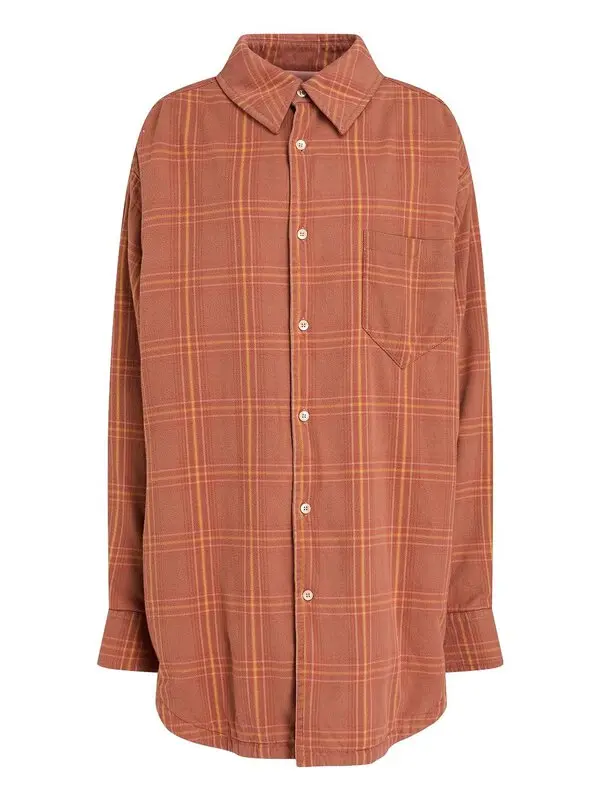 MAISON MARGIELA Oversized Checked Cotton-flannel Shirt - Brick
