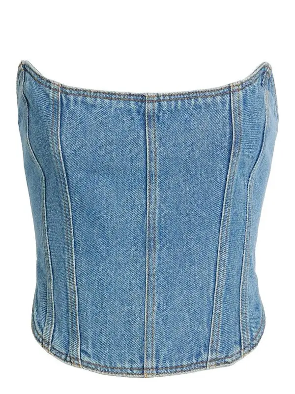 Magda Butrym Strapless Denim Bustier Top - Mid Denim