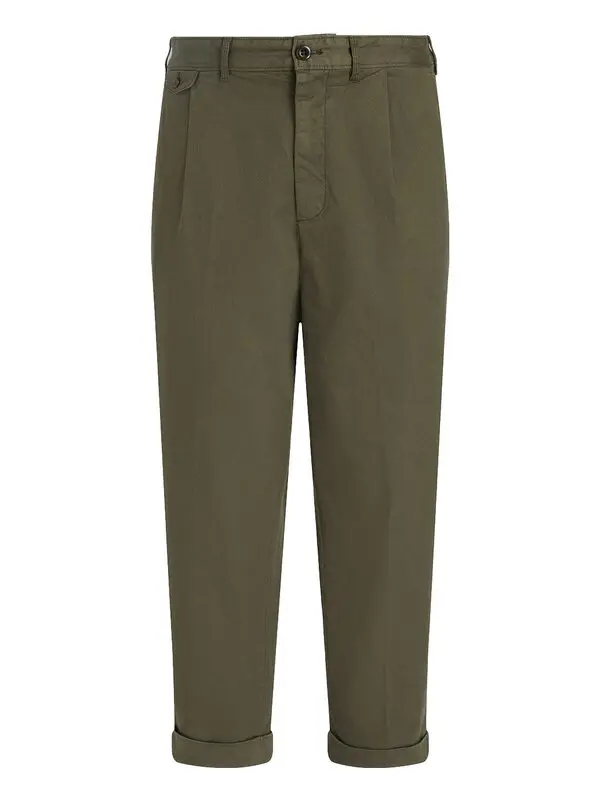 ALEX MILL Cropped Cottonblend Twill Chinos - Army Green