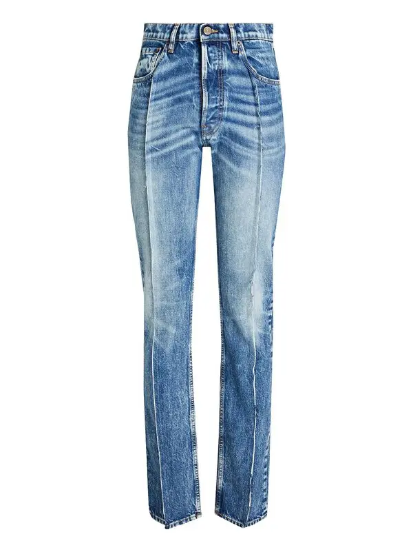 MAISON MARGIELA Faded High-rise Straight-leg Jeans - Mid Denim