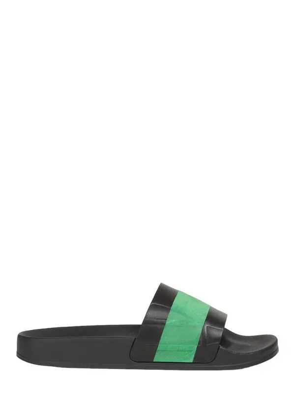 Frescobol Carioca Humberto Striped Leather Slides - Green