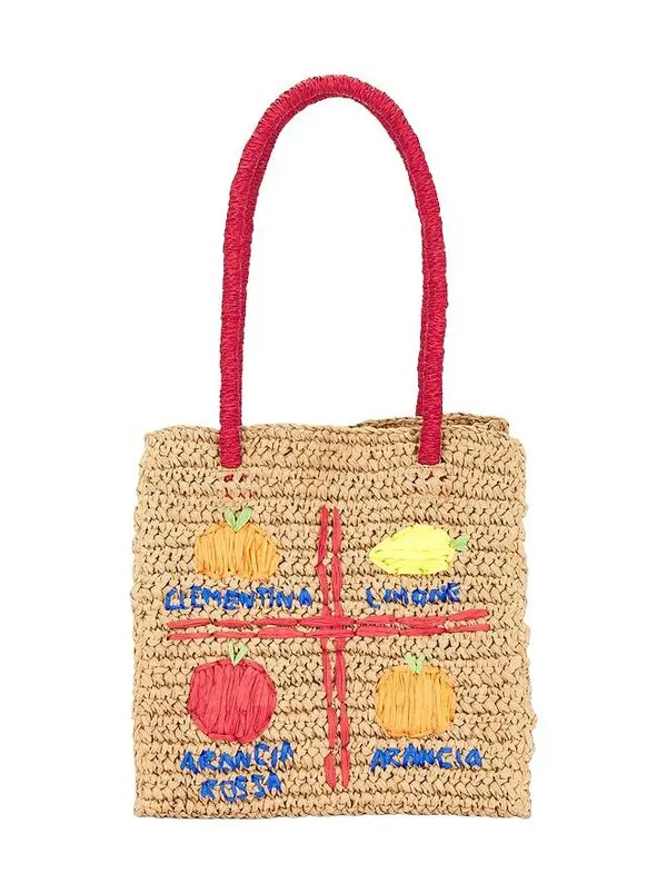 DAMSON MADDER Fruity Raffia Bag - Straw