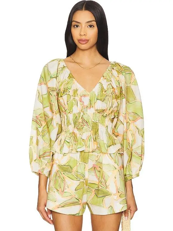 Misa Halia Top - Chartreuse Abstract