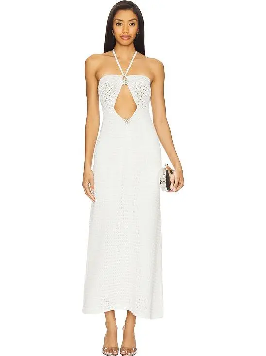 CAPITTANA Zully Knit Halterneck Dress - White
