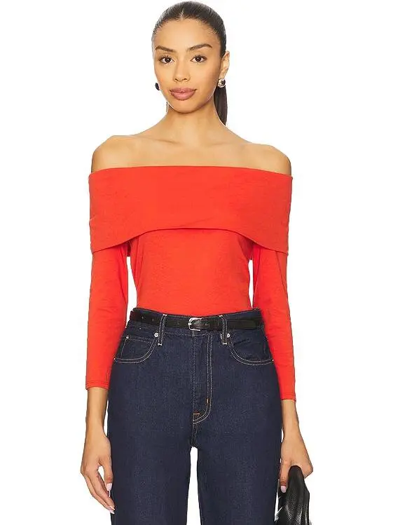 NATION LOS ANGELES Alexi Off The Shoulder T-shirt - Aurora Red