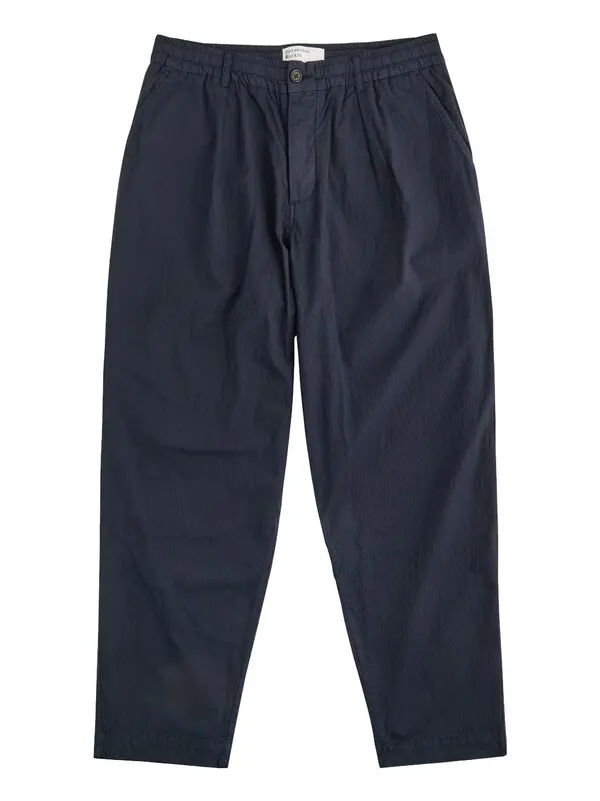 Universal Works Pleated Seersucker Trousers - Navy