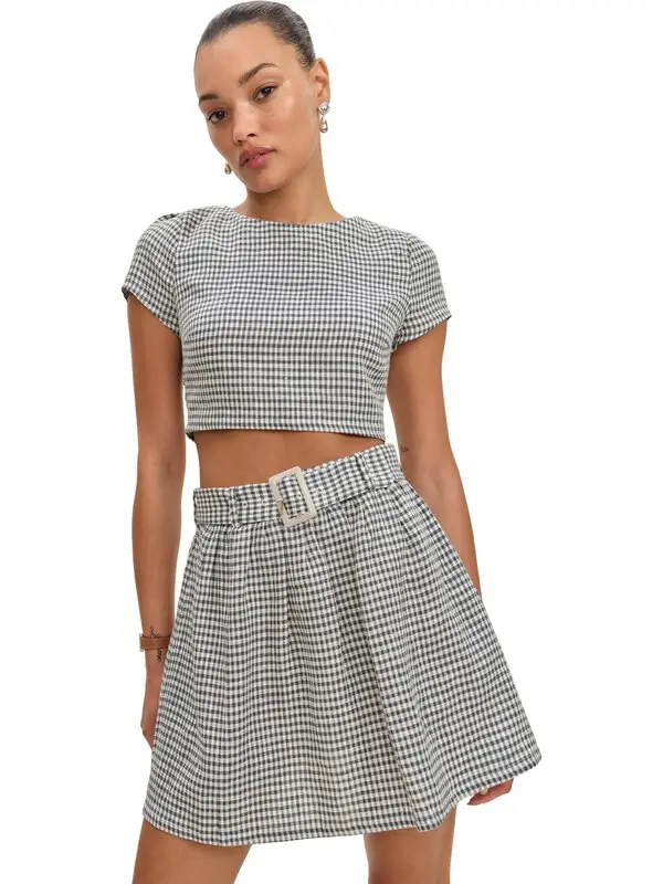 REFORMATION Niki Belted Linen Two Piece - Grey