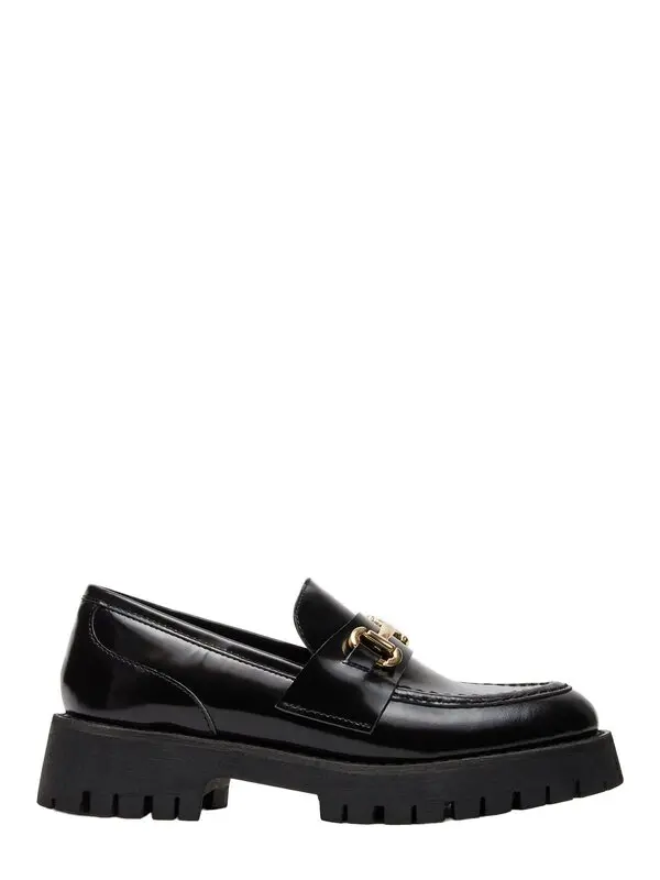 Steve Madden Lando Lug Loafer - Black Leather