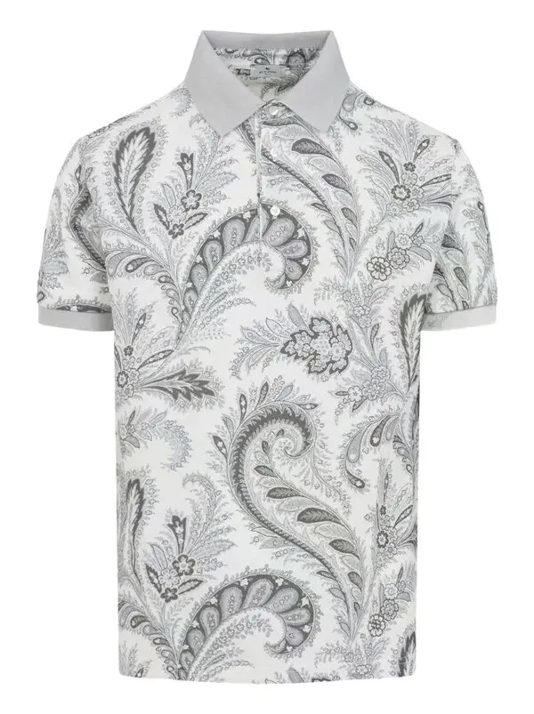 Etro Paisley Cotton Polo Shirt - Grey