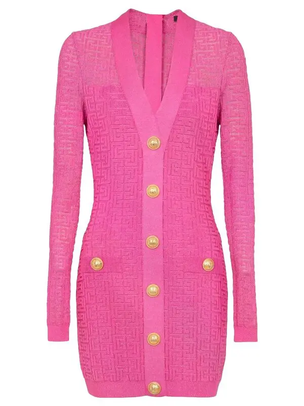 Balmain Pb Labyrinthe Mini Dress - Pink