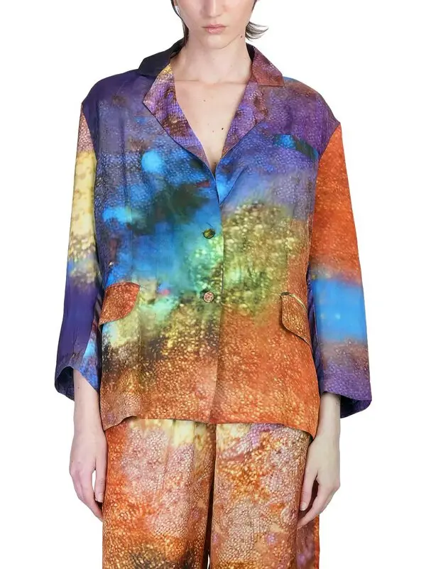 YAVI Abstract-print Blazer - Blue