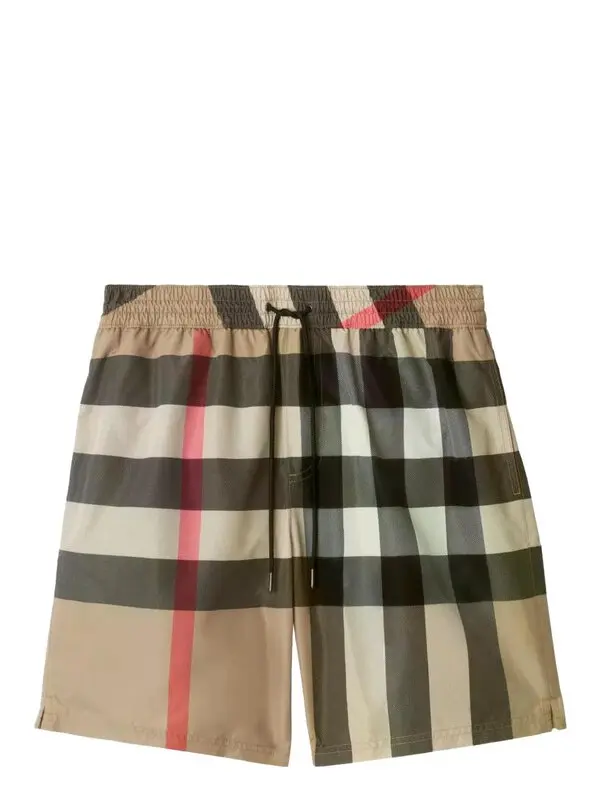 Burberry Checked Swim Shorts - Neutrals