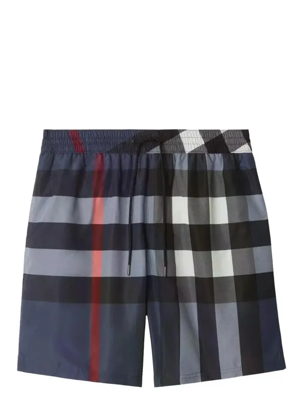 Burberry Checked Swim Shorts - Grey
