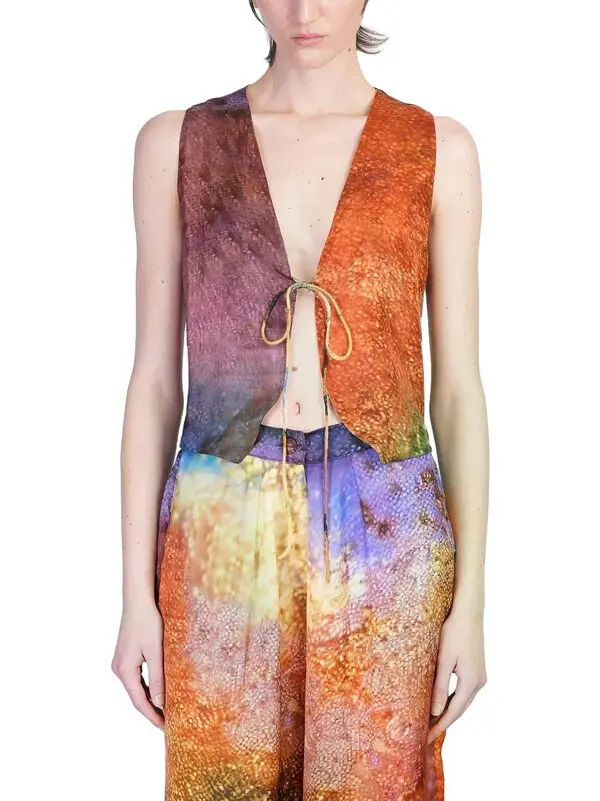 YAVI Abstract-print Vest - Orange