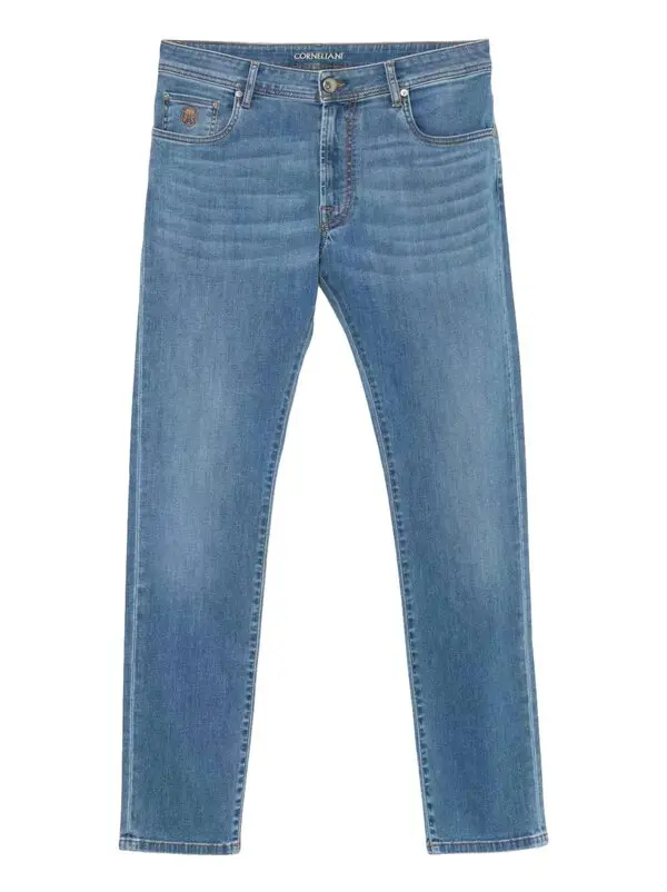 Corneliani Logo-embroidered Jeans - Blue