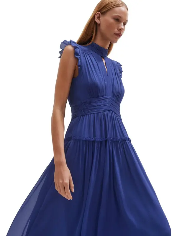 ME+EM Ruffle Shoulder Maxi Dress - Pop Blue