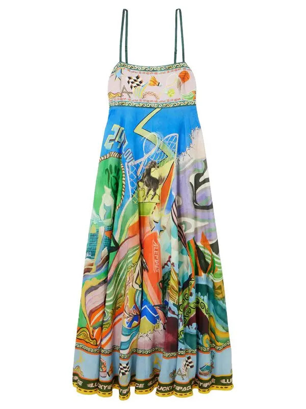 ALEMAIS Lucky Pace Printed Linen Dress - Multi