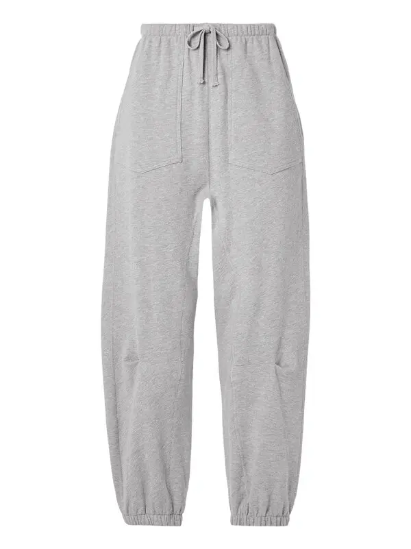 NILI LOTAN Dulce Cotton-blend Jersey Track Pants - Gray